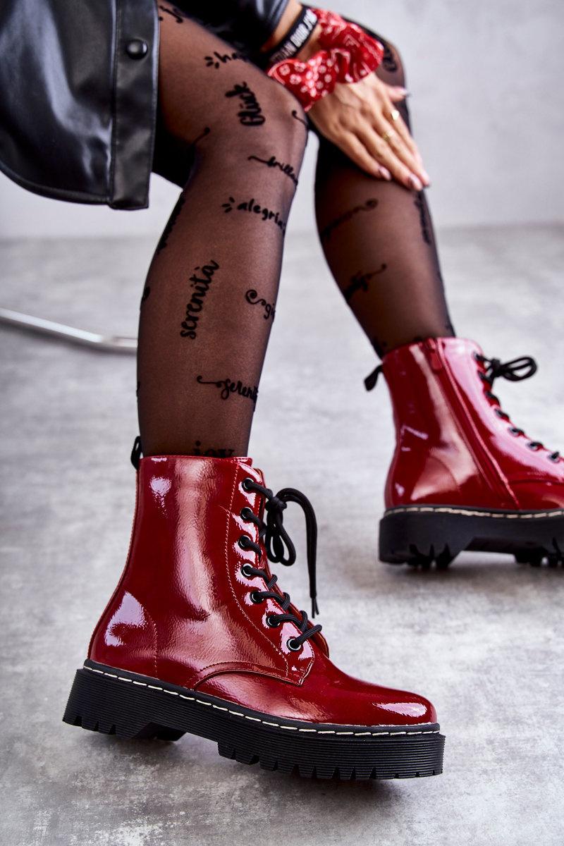 Women's Flat Boots Red Kognito | Cheap and fashionable shoes at ...