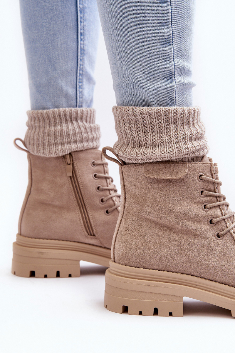 Women's Trapper Boots with Zip Beige Apolosi | Cheap and fashionable ...