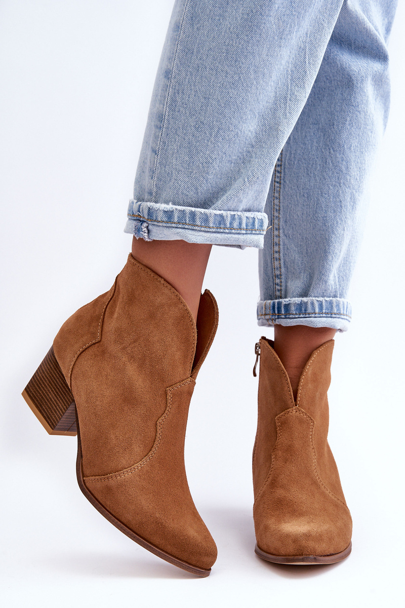 Botki Kowbojki Zamszowe Lewski EV28 Brązowe