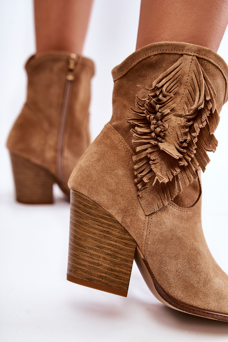 Damskie Zamszowe Botki Lewski Shoes 2808/L Beżowe