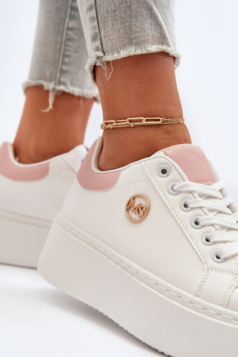 Sneakersy Damskie Na Platformie Białe Eshen