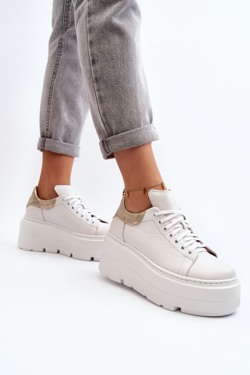 Zazoo 10165 Buty Sportowe Damskie Na Masywnej Platformie Białe